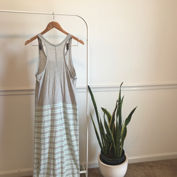 LOFT | Dresses | Loft Long Maxi Dress Grey Striped Tie Waist S | Poshmark